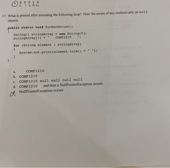 Solved Co 1234 @ooo10 17. What is printed after executing | Chegg.com