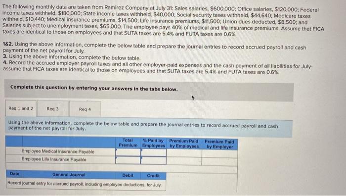 Solved Employee medical insurance Payable Employee Life | Chegg.com