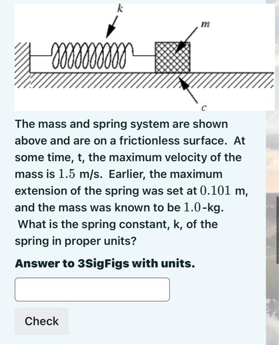 Solved The mass and spring system are shown above and are on | Chegg.com