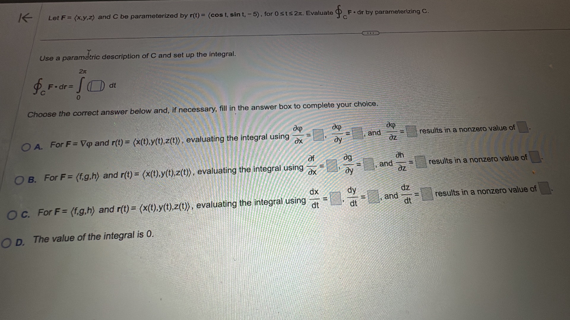 Solved Let F=(:x,y,z:) ﻿and C ﻿be parameterized by | Chegg.com