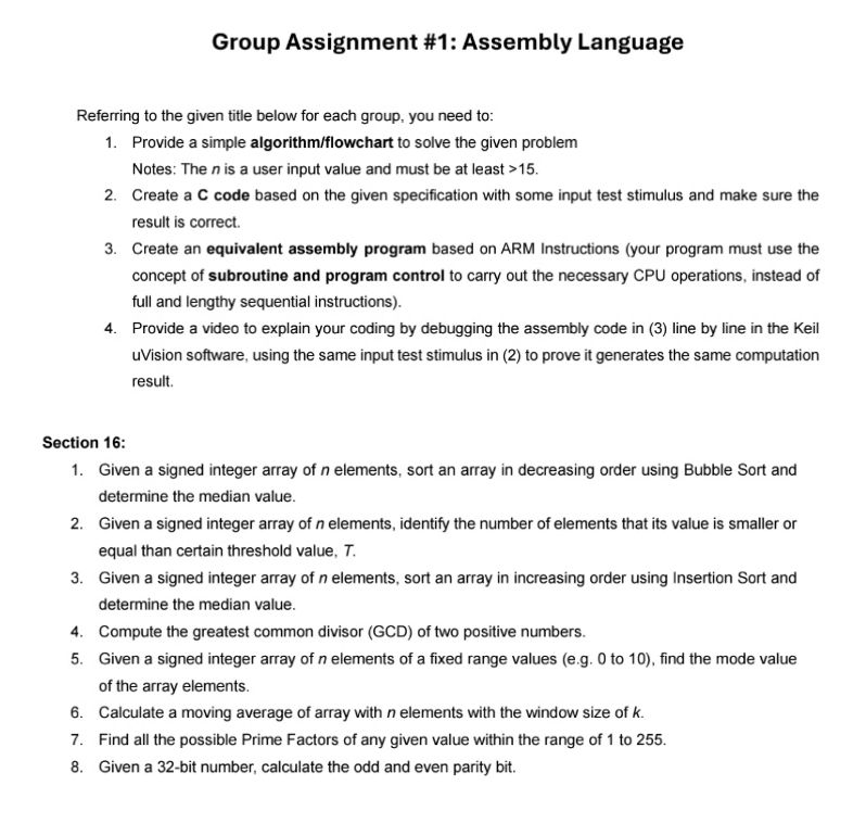 Solved Group Assignment #1: Assembly LanguageReferring to | Chegg.com