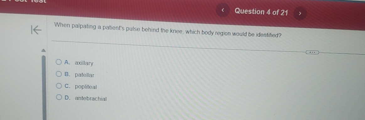 Question 4 ﻿of 21When palpating a patient's pulse | Chegg.com