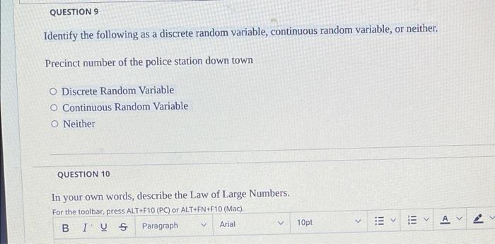 Solved QUESTION 7 Identify the following as a discrete | Chegg.com