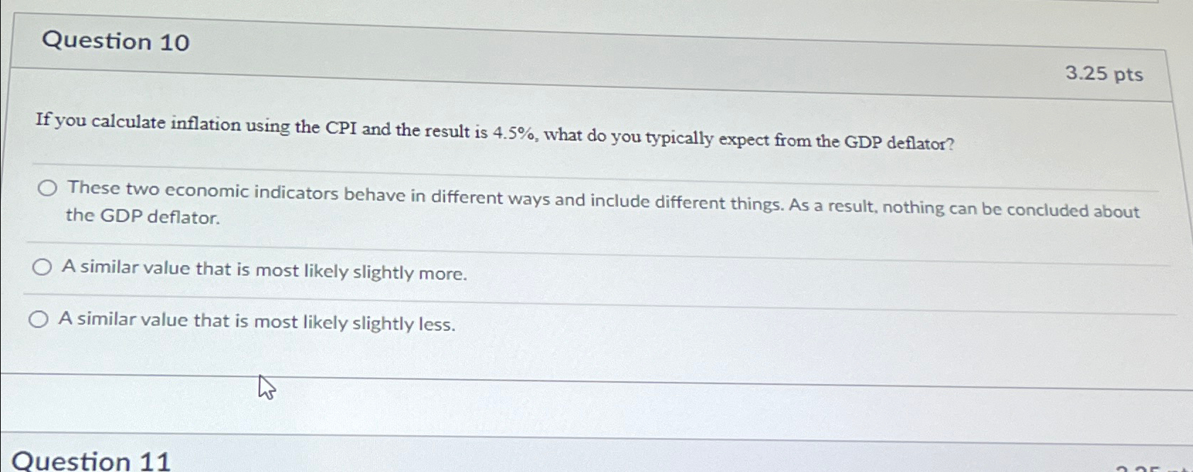 Solved Question 103.25 ﻿ptsIf you calculate inflation using | Chegg.com
