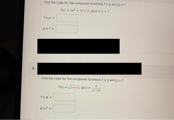 Solved Find the rules for the composite functions fog and go | Chegg.com