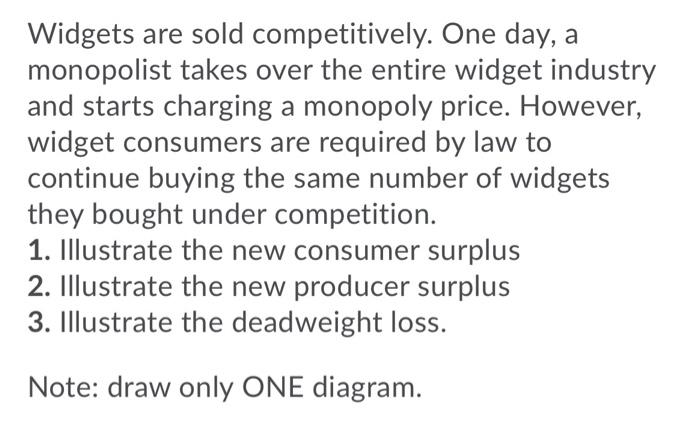 Solved Widgets are sold competitively. One day, a monopolist | Chegg.com