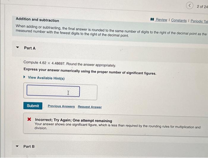 Solved Addition and subtraction An Review I Constants I | Chegg.com