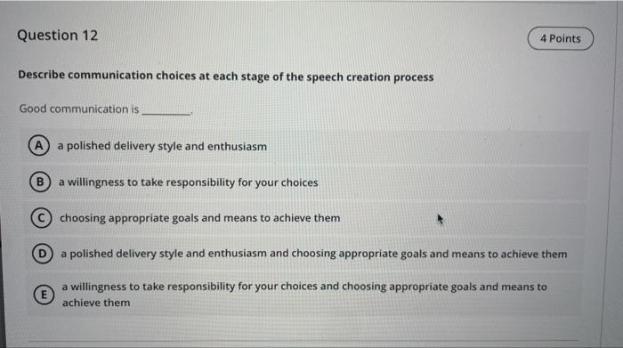 Solved Describe communication choices at each stage of the | Chegg.com