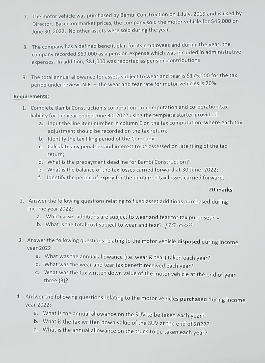 Solved 7. The motor vehicle was purchased by Bambi | Chegg.com
