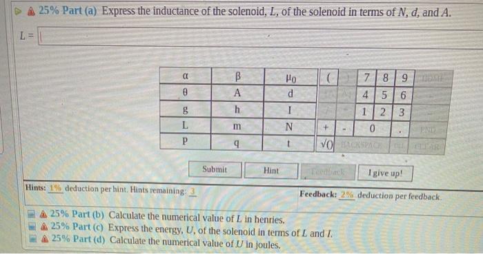 Solved d Illlllllll (9%) Problem 11: An air-core solenoid | Chegg.com