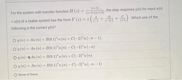 Solved For the system with transfer function | Chegg.com