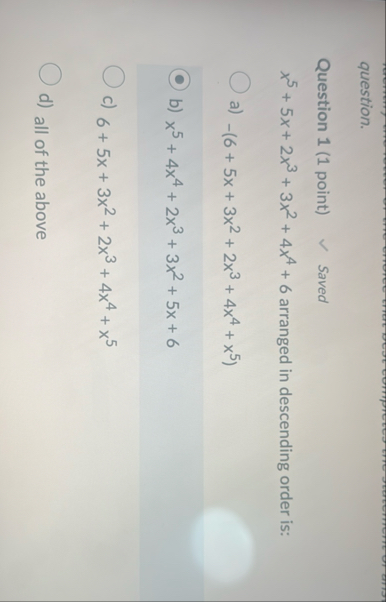 question.Question 1 (1 ﻿point) | Chegg.com