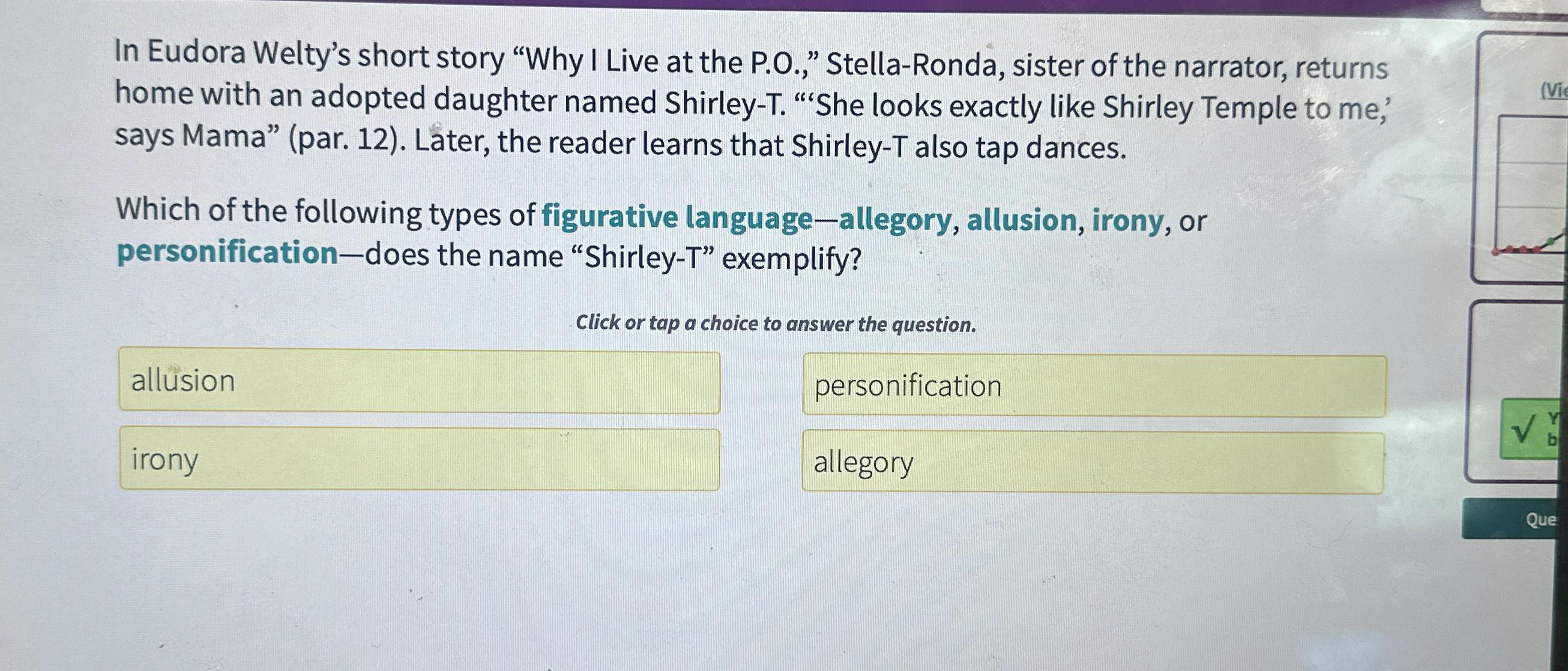 Solved In Eudora Welty's short story "Why I Live at the | Chegg.com