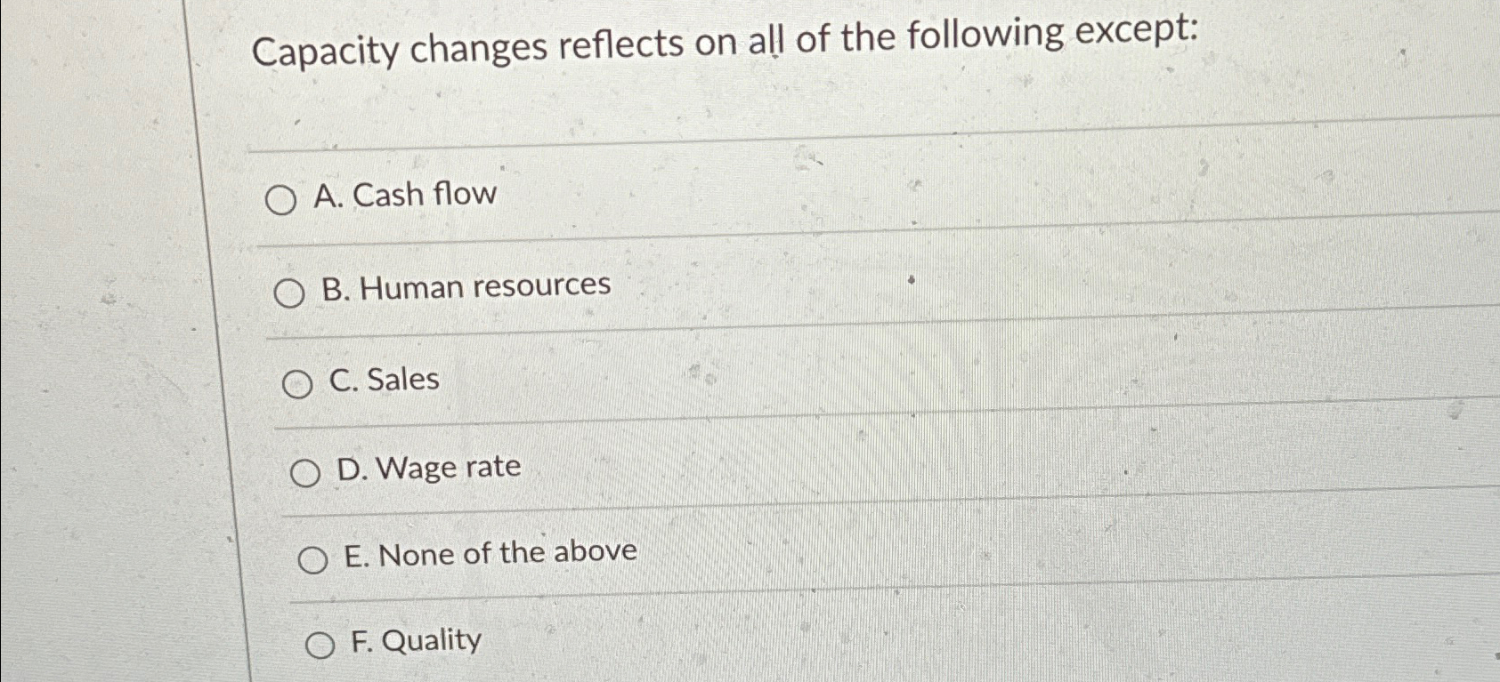 Solved Capacity changes reflects on all of the following | Chegg.com