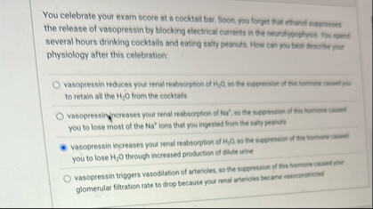 Solved You celebrate your exam score at a cocktail bar. Soon | Chegg.com