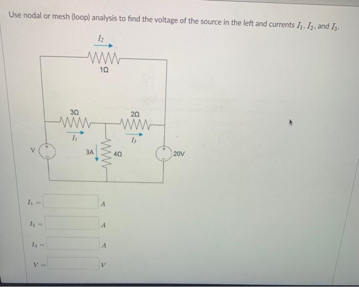 Solved Use nodal or mesh (loop) analysis to find the voltage | Chegg.com