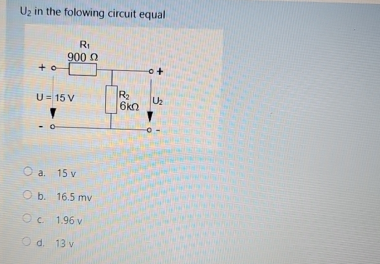 Solved U2 ﻿in the folowing circuit | Chegg.com