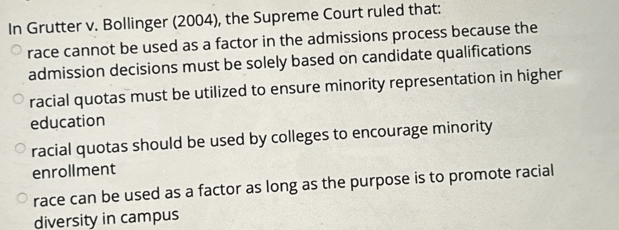 Solved In Grutter v. ﻿Bollinger (2004), ﻿the Supreme Court | Chegg.com