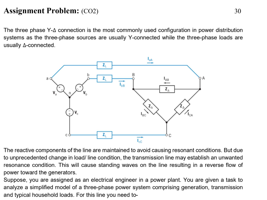 Solved Assignment Problem: (CO2)30The three phase Y-Δ | Chegg.com