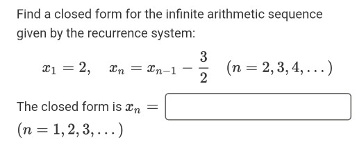 Solved Find a closed form for the infinite arithmetic | Chegg.com
