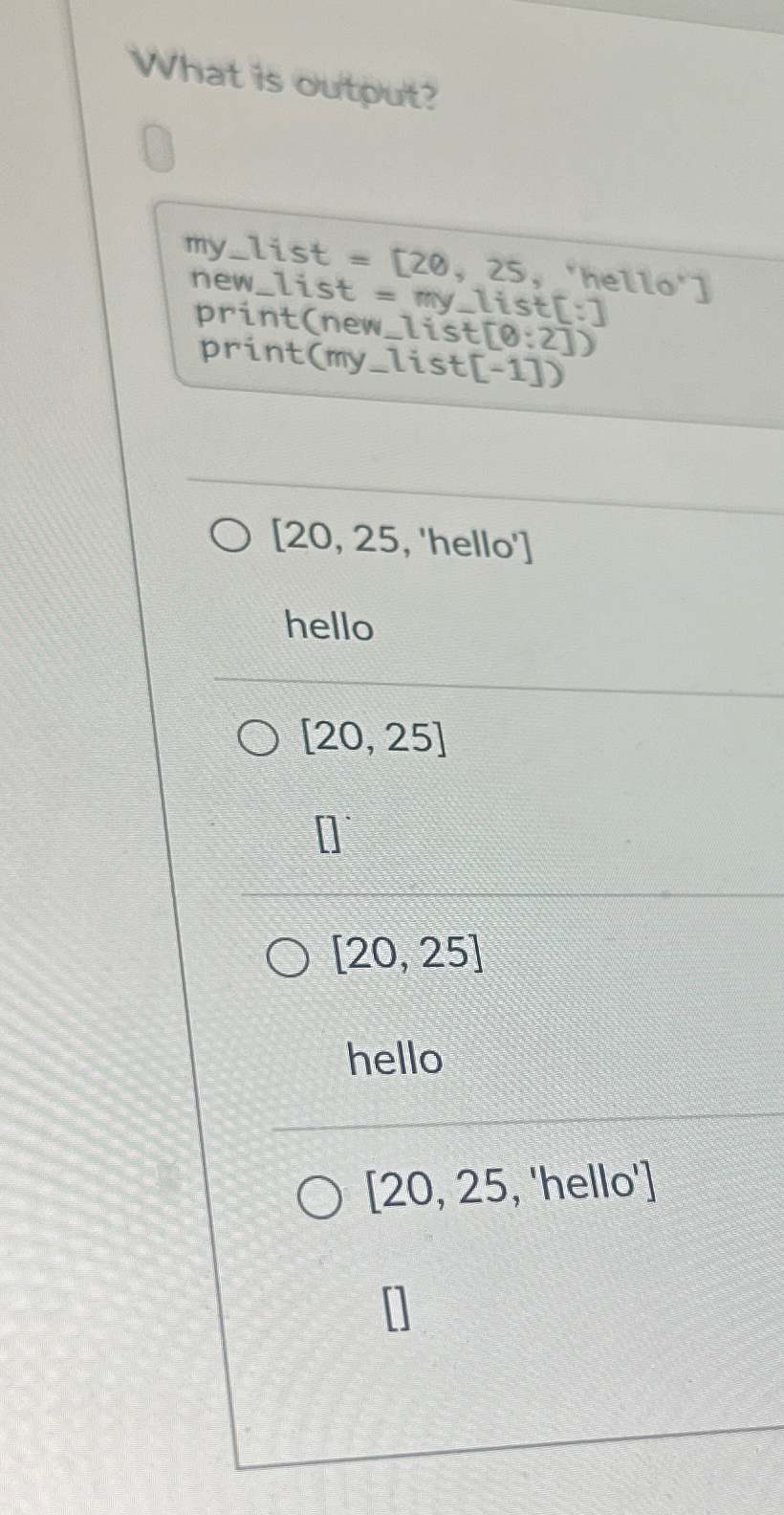 Solved What is output?[20, 25, | Chegg.com