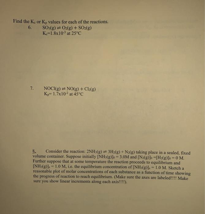 Solved Find the Kc or Kp values for each of the reactions. | Chegg.com