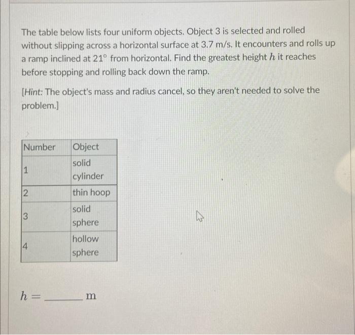 Solved The table below lists four uniform objects. Object 3 | Chegg.com