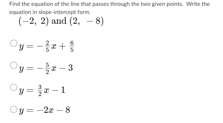 Solved Find the equation of the line that passes through the | Chegg.com