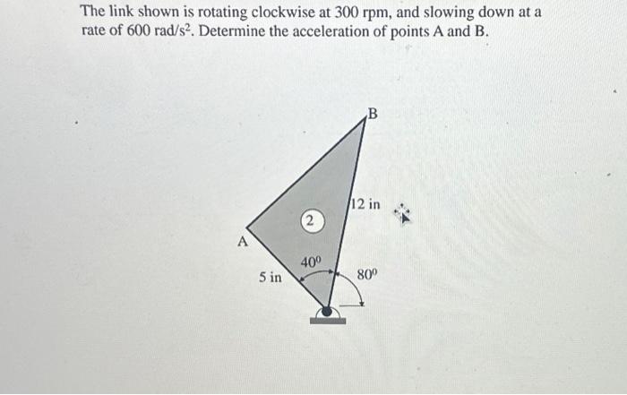 Solved The link shown is rotating clockwise at 300rpm, and | Chegg.com