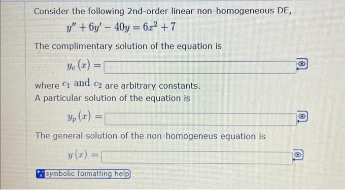 Consider the following 2nd-order linear | Chegg.com