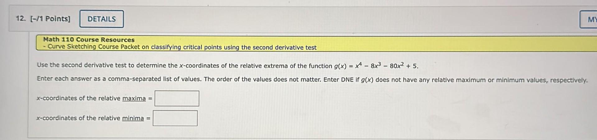 Solved - Curve Sketching Course Packet on classifying | Chegg.com