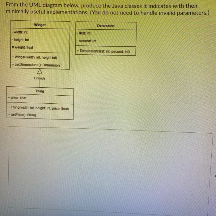 Solved From the UML diagram below, produce the Java classes | Chegg.com