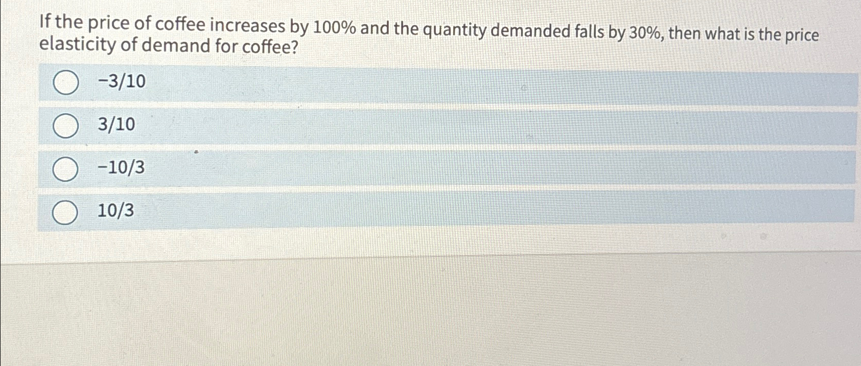 Solved If the price of coffee increases by 100% ﻿and the | Chegg.com