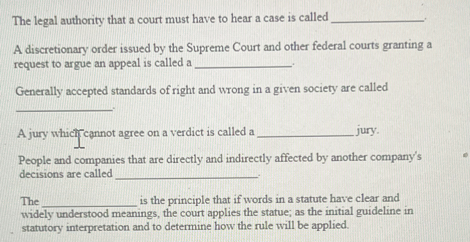 Solved The legal authority that a court must have to hear a | Chegg.com