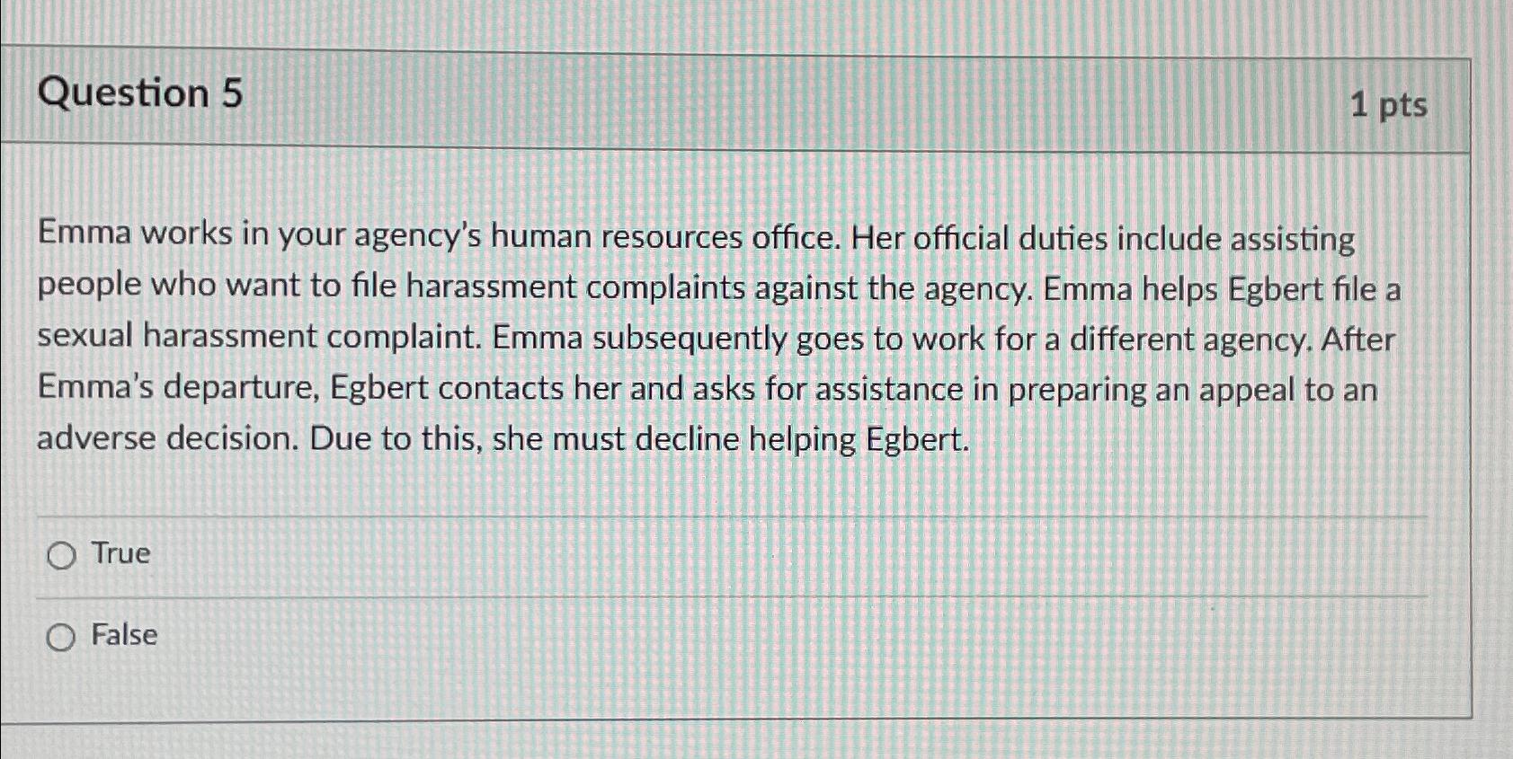 Solved Question 51 ﻿ptsEmma works in your agency's human | Chegg.com