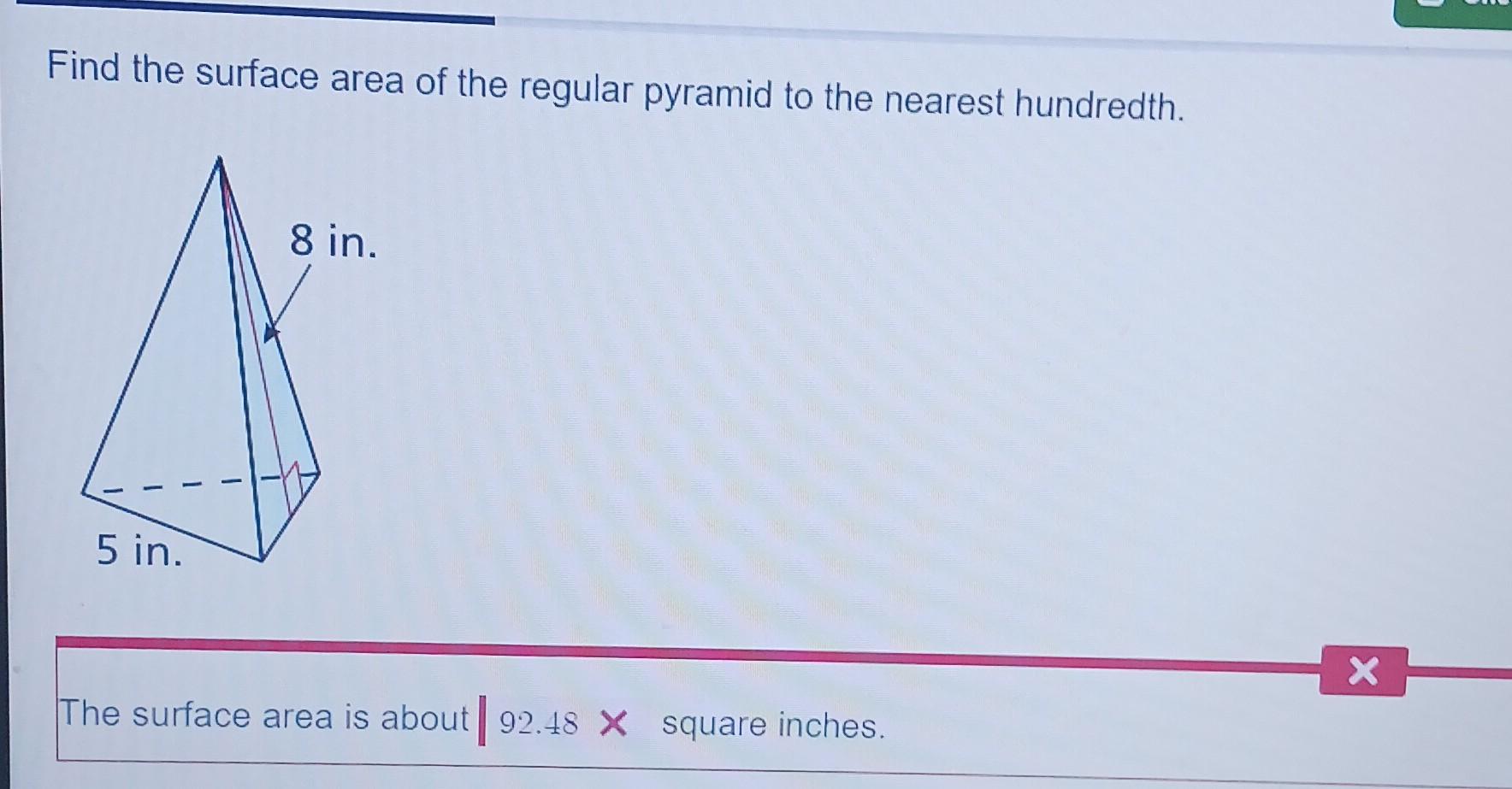 Solved Find the surface area of the regular pyramid to the | Chegg.com
