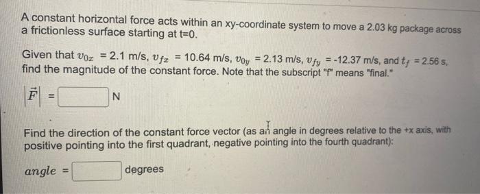 Solved A constant horizontal force acts within an | Chegg.com