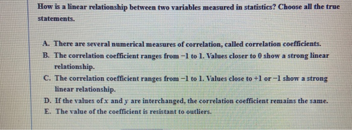 Solved How Is A Linear Relationship Between Two Variables