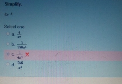 Solved Simplify.4x-4Select | Chegg.com