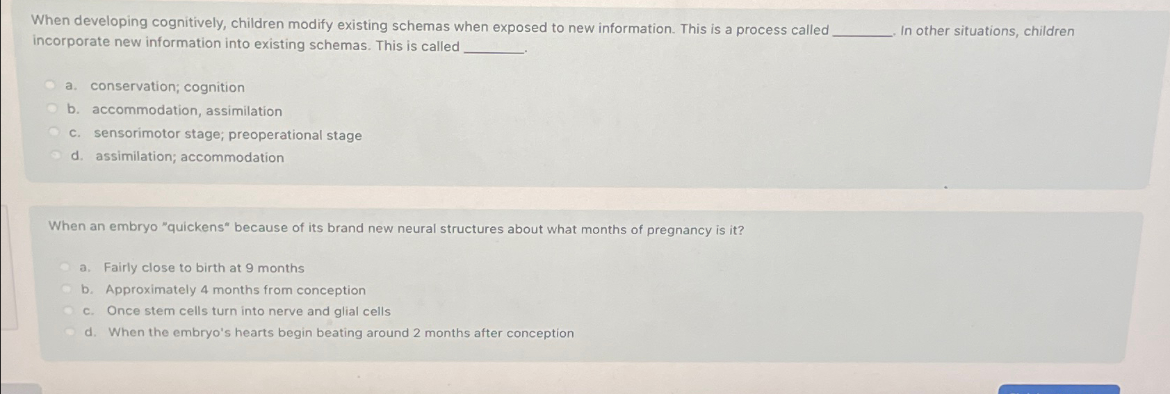 Solved When developing cognitively, children modify existing | Chegg.com