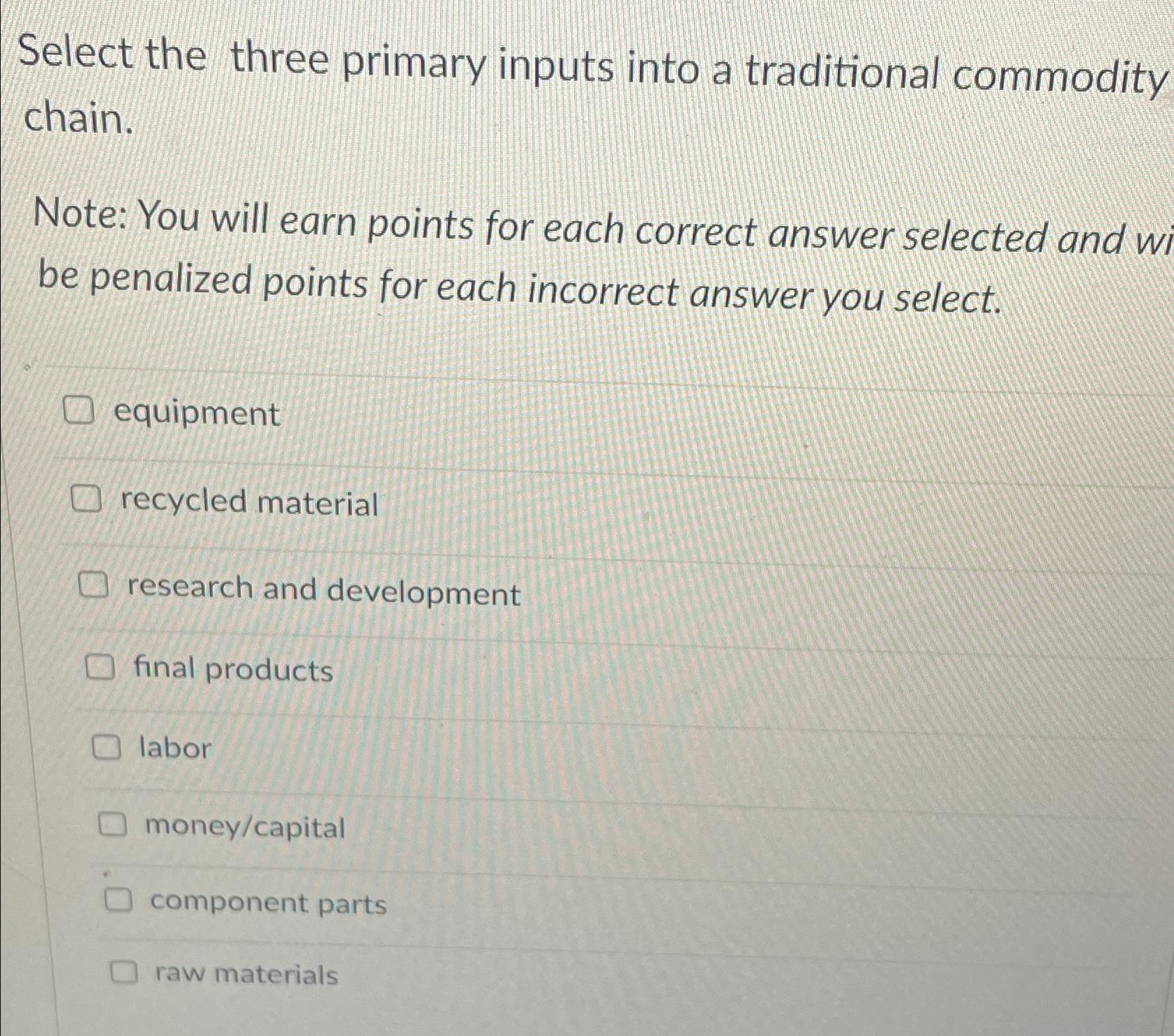 Solved Select the three primary inputs into a traditional | Chegg.com