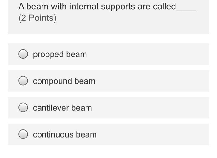 Solved A beam with internal supports are called (2 Points) | Chegg.com