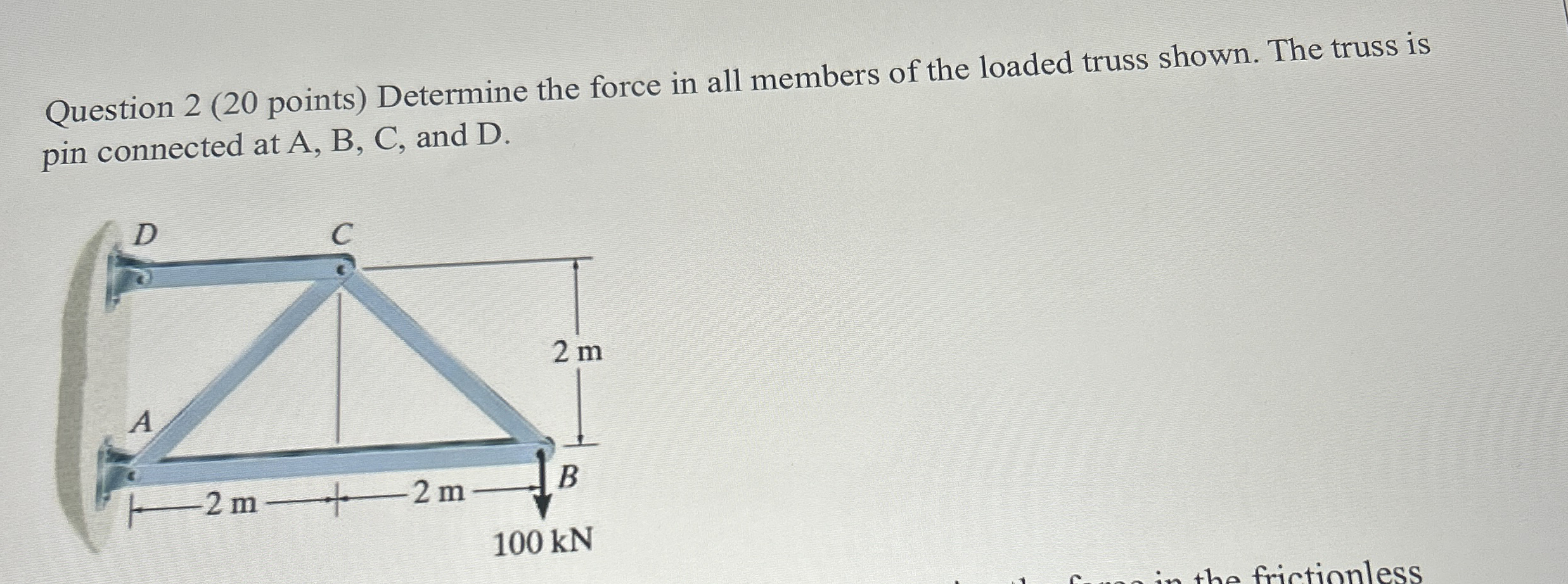 Solved Question 2 ( 20 ﻿points) ﻿Determine the force in all | Chegg.com
