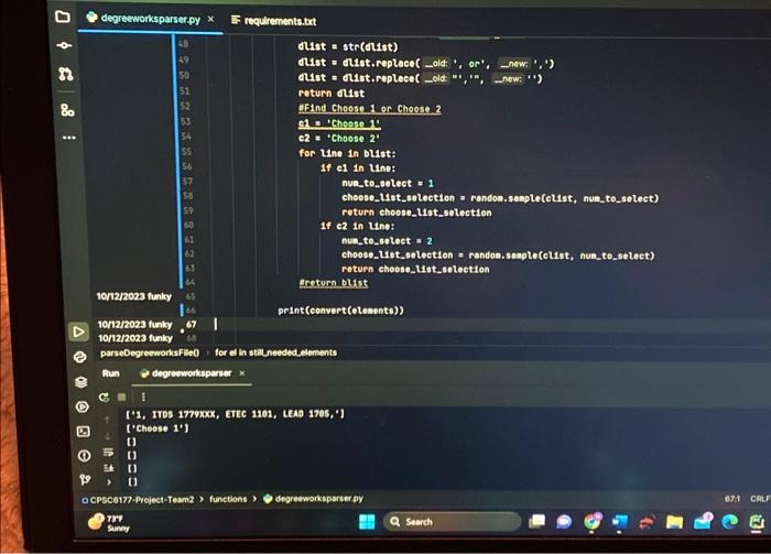 Solved in python. i want it to read choose 1 or choose 2 and | Chegg.com
