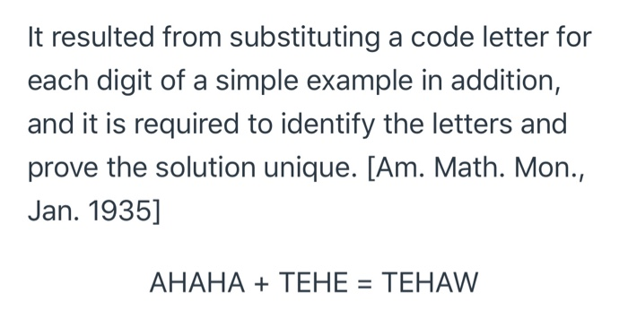 Solved It resulted from substituting a code letter for each | Chegg.com
