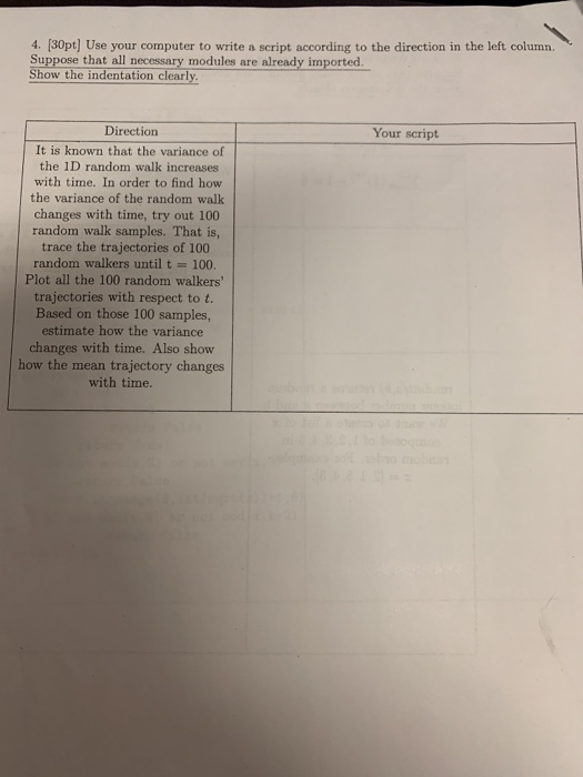 Solved 1. 20pt] In the right column, write the possible | Chegg.com