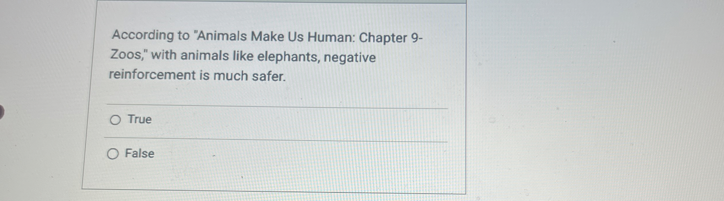 Solved According to "Animals Make Us Human: Chapter 9Zoos," | Chegg.com