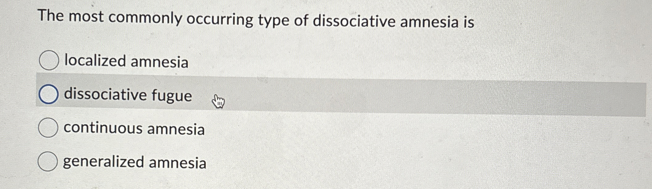 Solved The most commonly occurring type of dissociative | Chegg.com