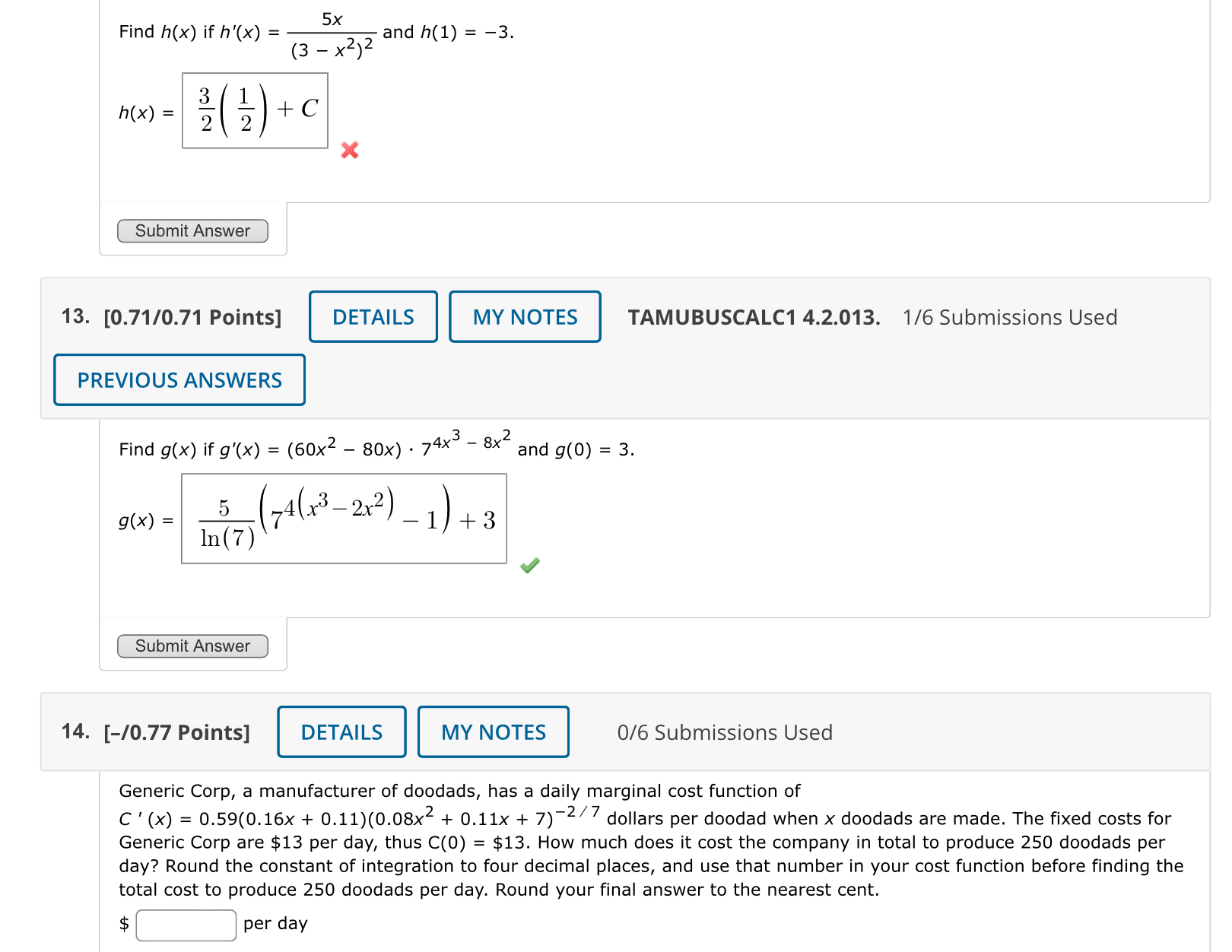 Solved Find h(x) ﻿if h'(x)=5x(3-x2)2 ﻿and h(1)=-3.h(x)= | Chegg.com