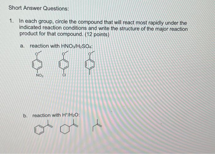 1. In each group, circle the compound that will react | Chegg.com